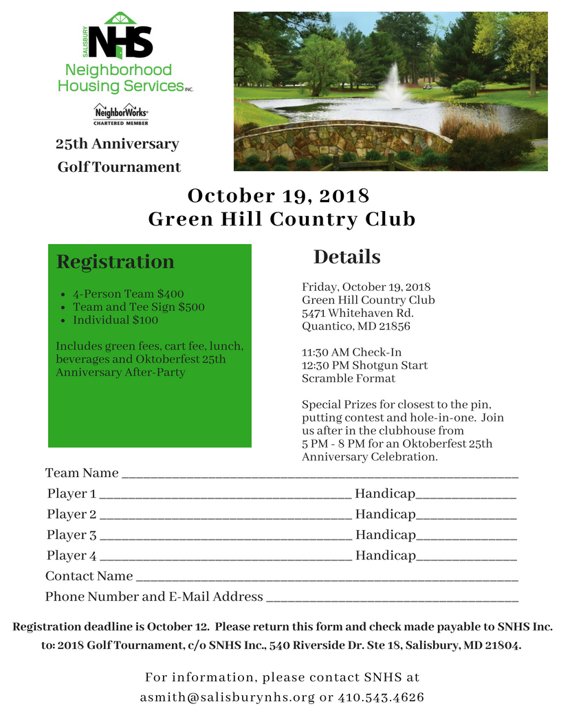 Tee Up for Fun at SNHS Golf Tournament - Salisbury Neighborhood Housing ...