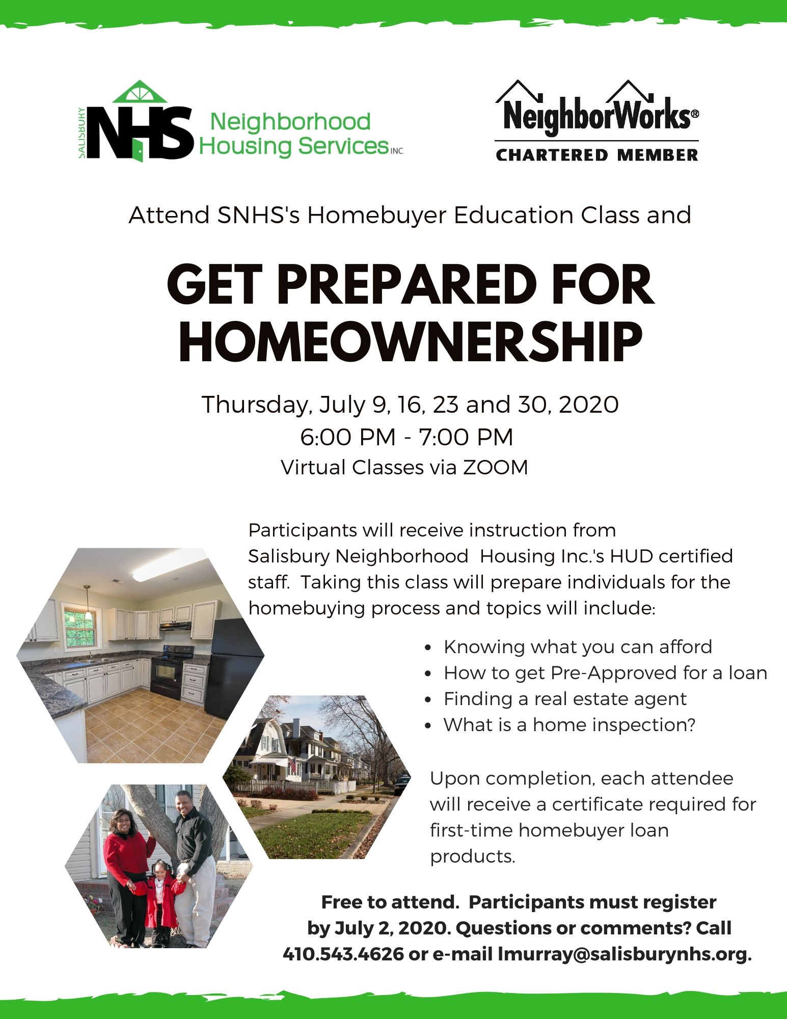 Homebuyer's Education Workshop - July - Salisbury Neighborhood Housing ...